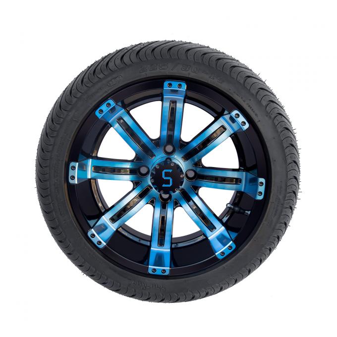 225/30-14 DOT 14 Inch Golf Cart Wheel And Tire Combo Blue / Glossy ...